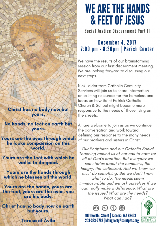 We Are The Hands and Feet of Jesus: Social Justice Discernment - Saint ...